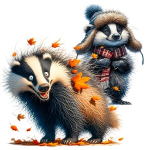 Funny Badger Clipart: Whimsical PNG Illustrations (digital Download) - Etsy