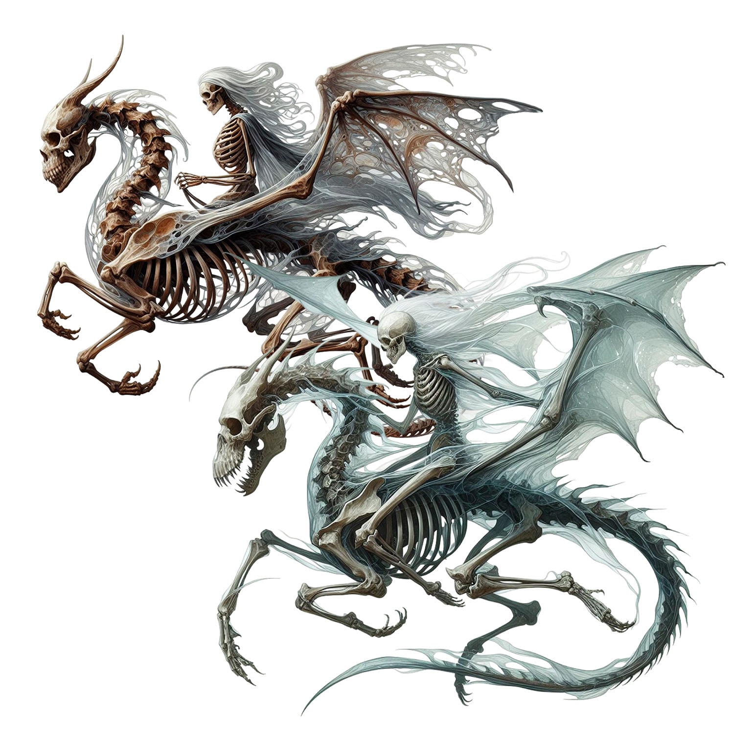 Zombie Dragon Drawing, Horror Clipart, Set of Watercolor Dragons, Files ...