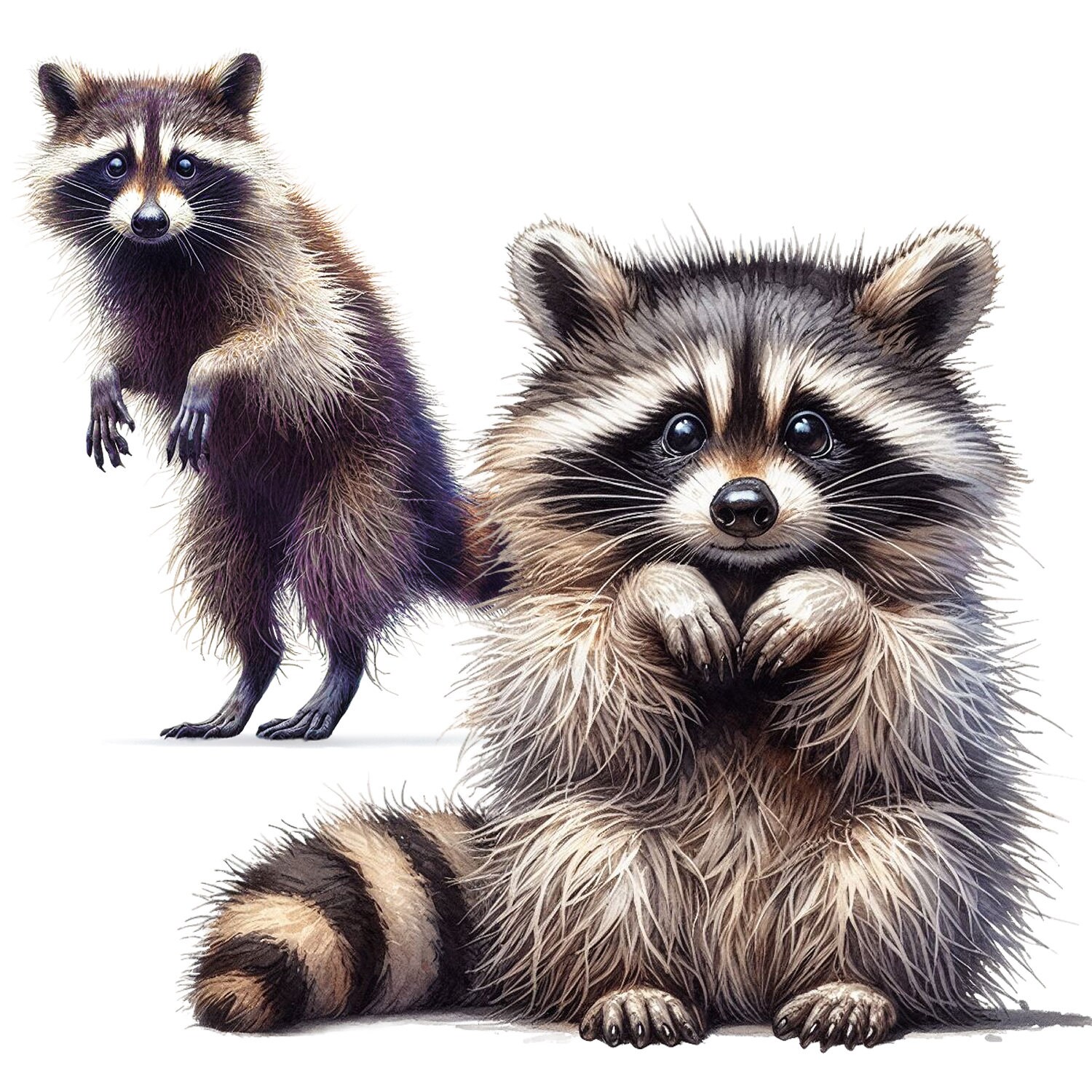 Funny, Whimsical Raccoon Illustrations, Creative Files for Digital ...
