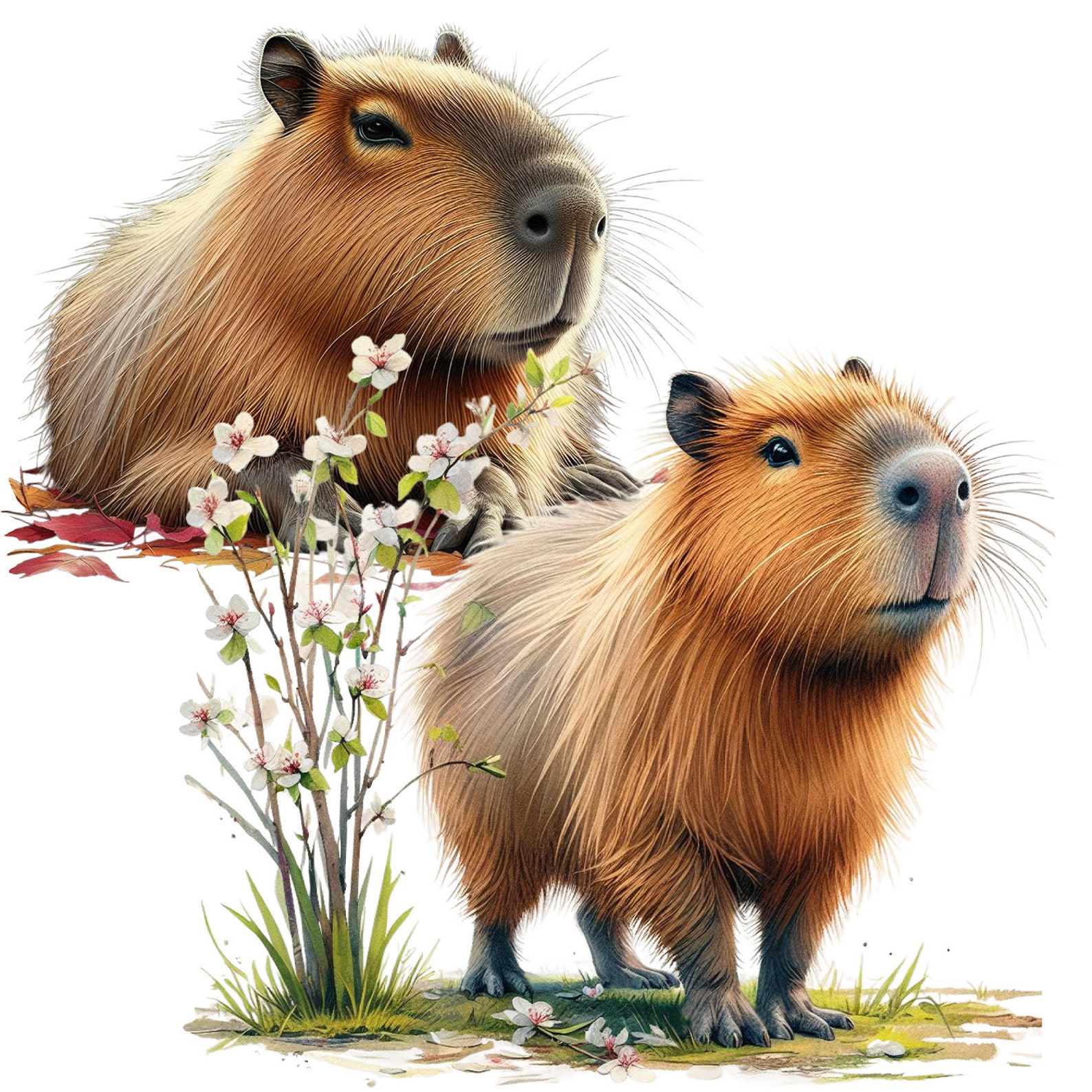 Set of Cute Capybara Images, Funny Capybaras, Unusual Images for Your ...