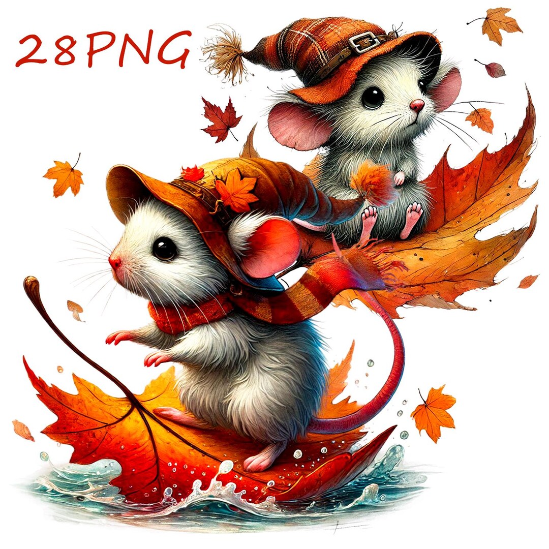 Cute Fall Mouse PNG Clipart, Transparent Background (digital Download ...
