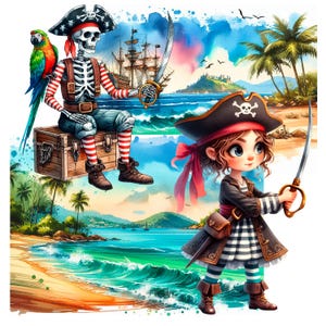 Whimsical Pirate Drawing PNG, Funny Girl Pirate, Pirate PNG, Use for ...