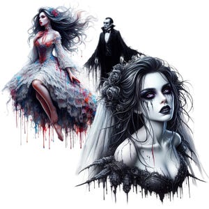 Vampire Bride Watercolor Clipart, Vampire Bride, Vampire PNG, Printable ...