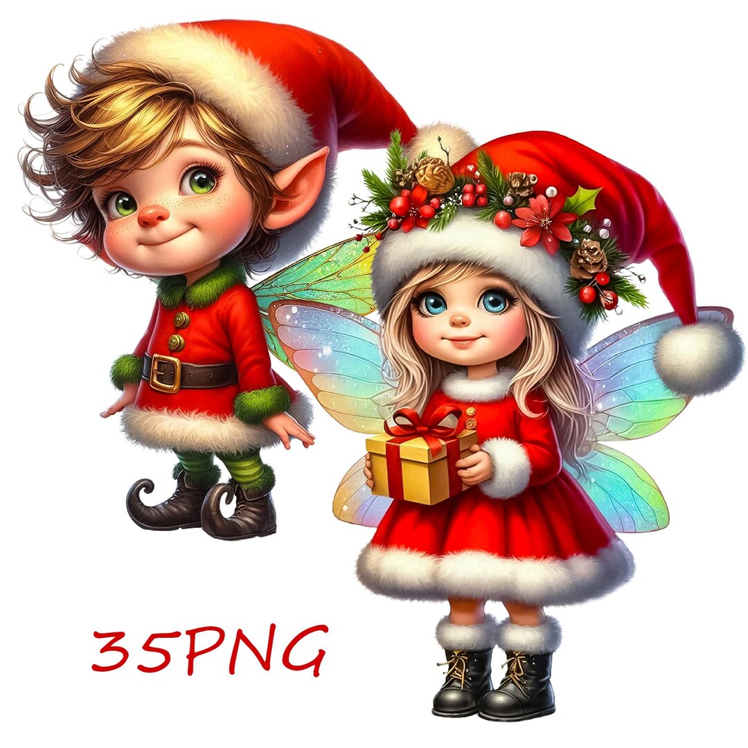 Christmas Elf PNG Clipart: 35 Transparent Background Images (digital ...
