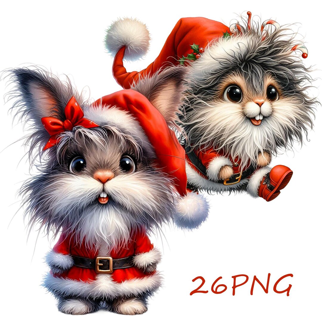 Christmas Bunny PNG Clipart: 26 Transparent Backgrounds (digital ...