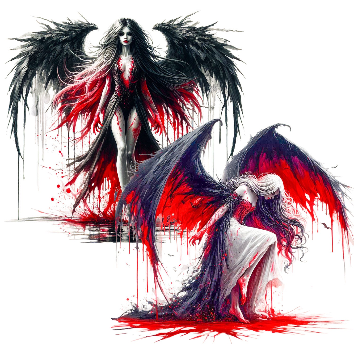 Vampire Bride, Vampire Woman Watercolor Clipart, Vampire Diaries ...