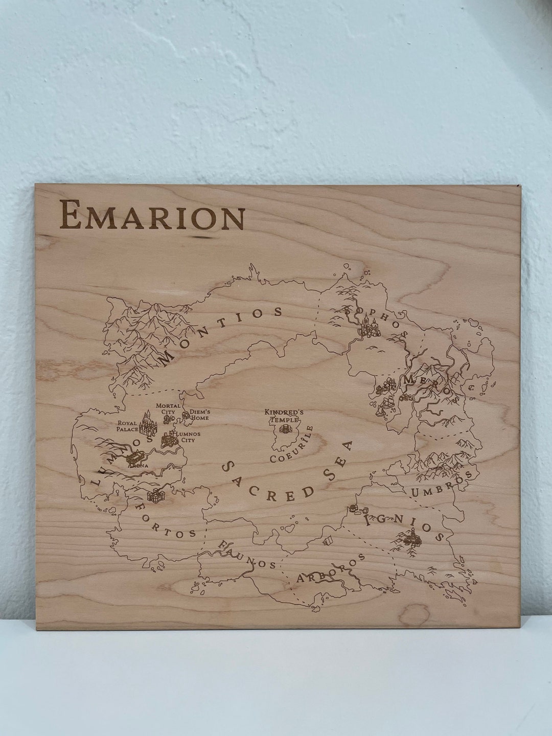 Emarion Wooden Laser Engraved Map, the Kindred's Curse Saga by Penn ...