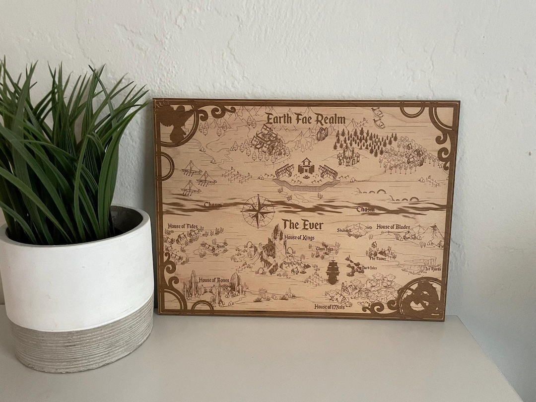 The Ever Kingdom Wooden Laser Engraved Map, the Ever Seas Series ...