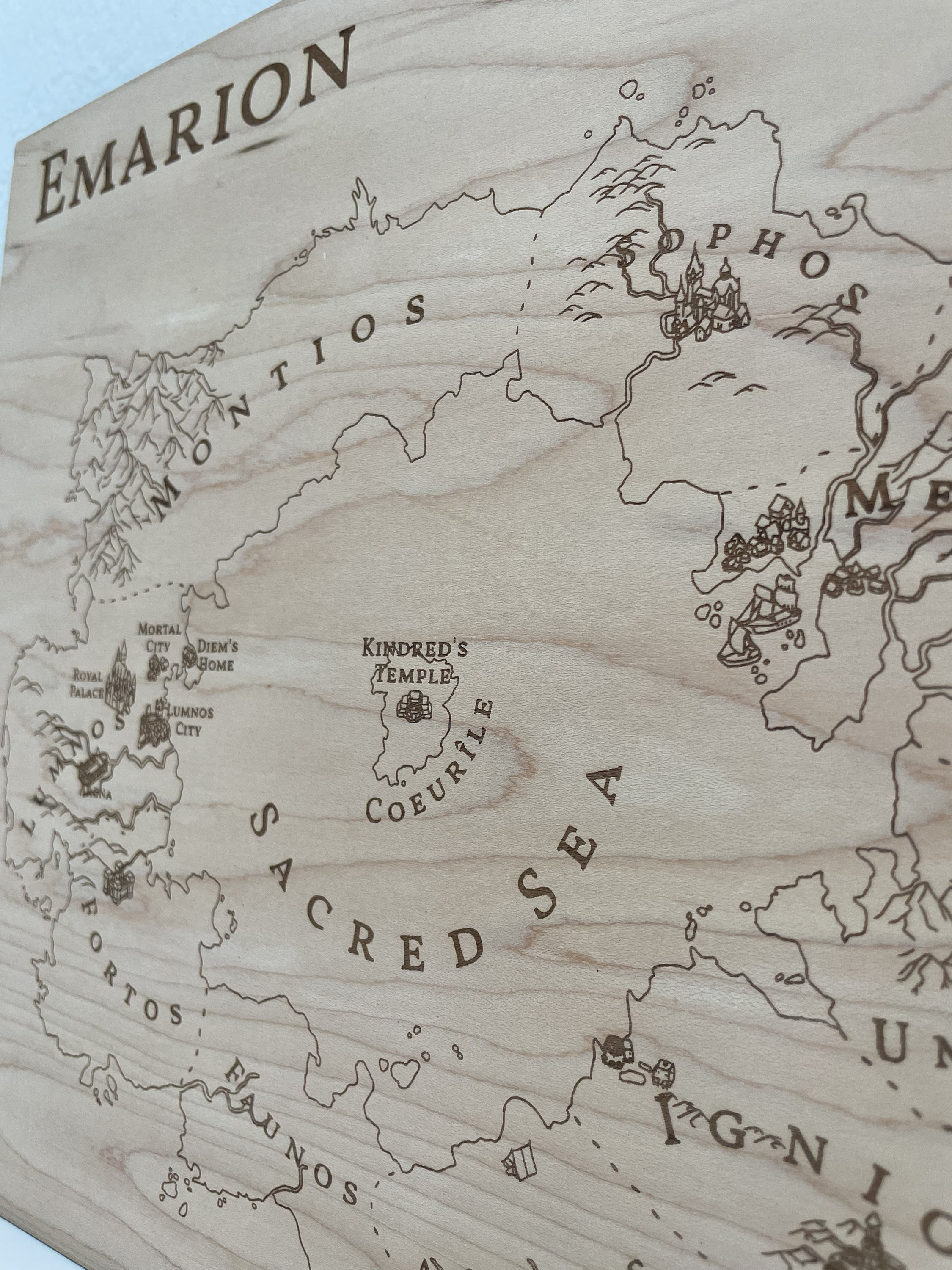 Emarion Wooden Laser Engraved Map, the Kindred's Curse Saga by Penn ...