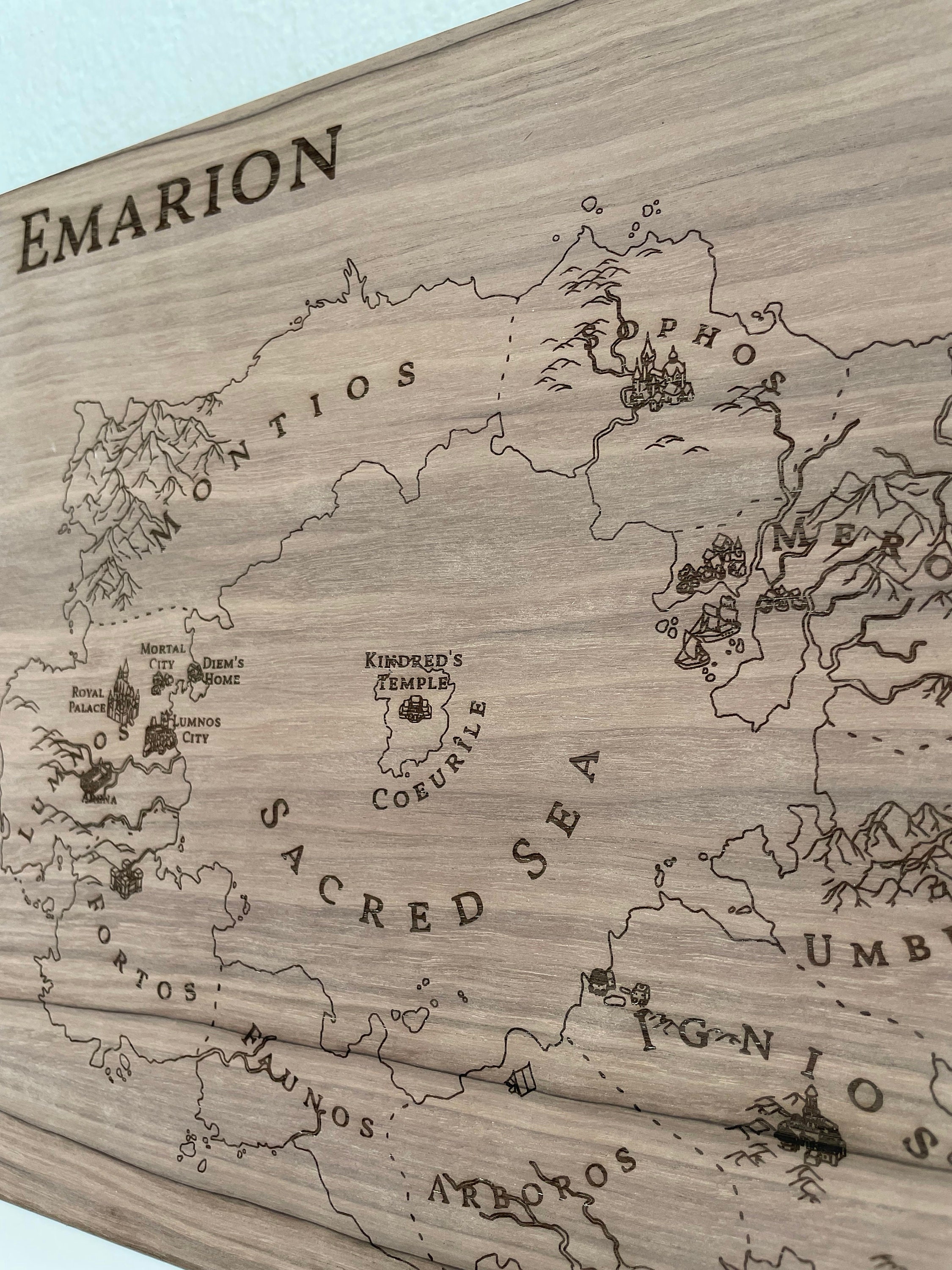 Emarion Wooden Laser Engraved Map, the Kindred's Curse Saga by Penn ...