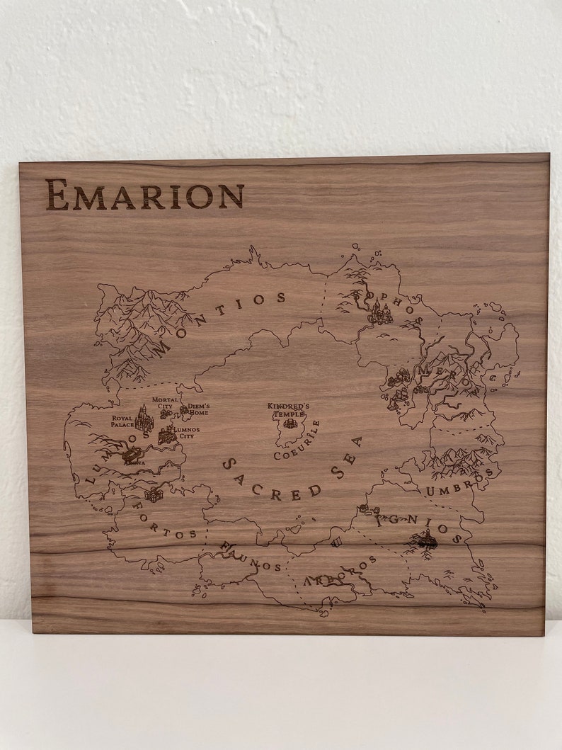 Emarion Wooden Laser Engraved Map, the Kindred's Curse Saga by Penn ...