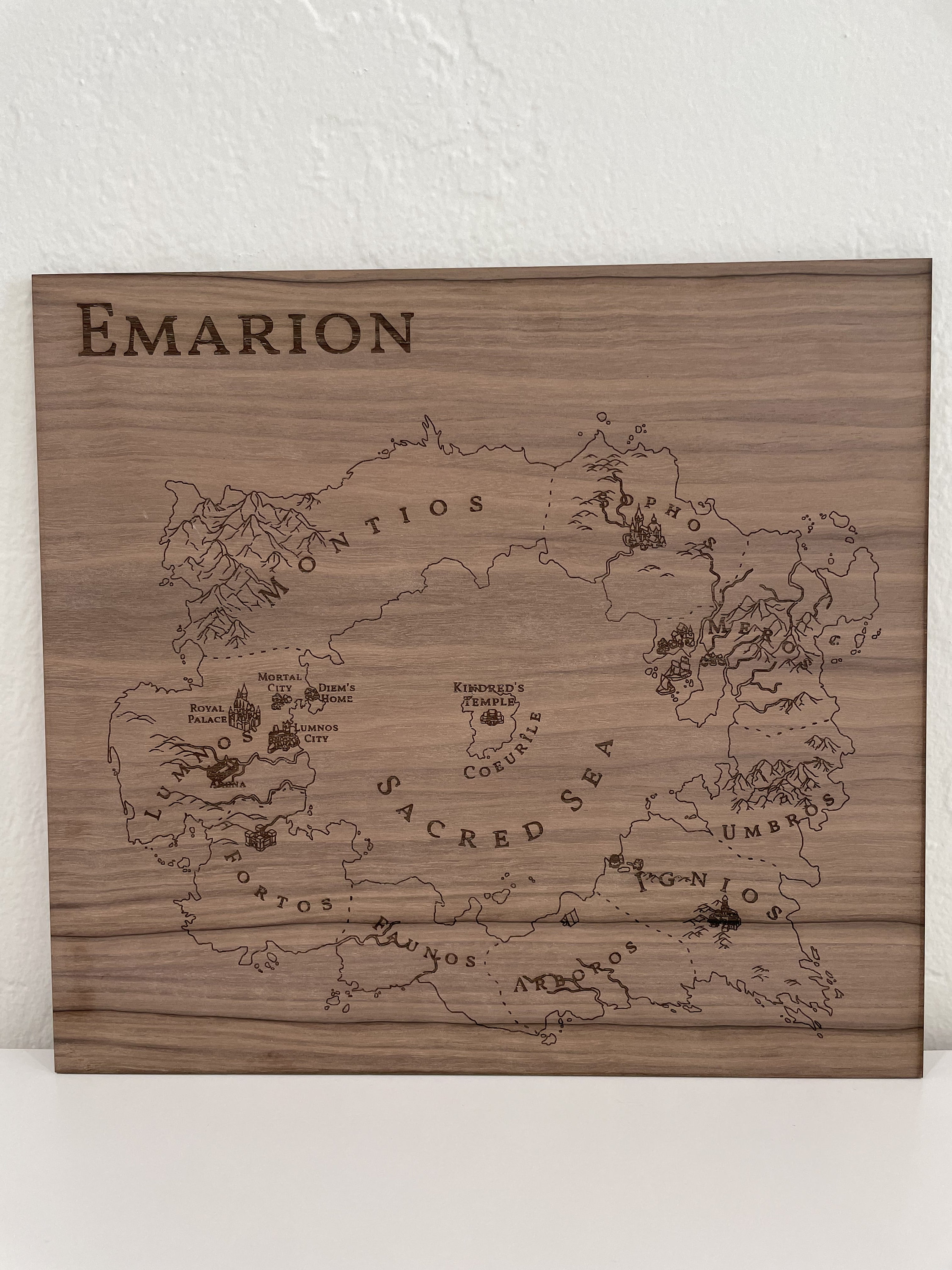 Emarion Wooden Laser Engraved Map, the Kindred's Curse Saga by Penn ...