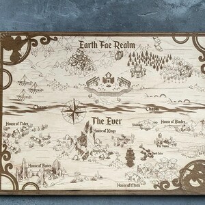 The Ever Kingdom Wooden Laser Engraved Map, the Ever Seas Series ...