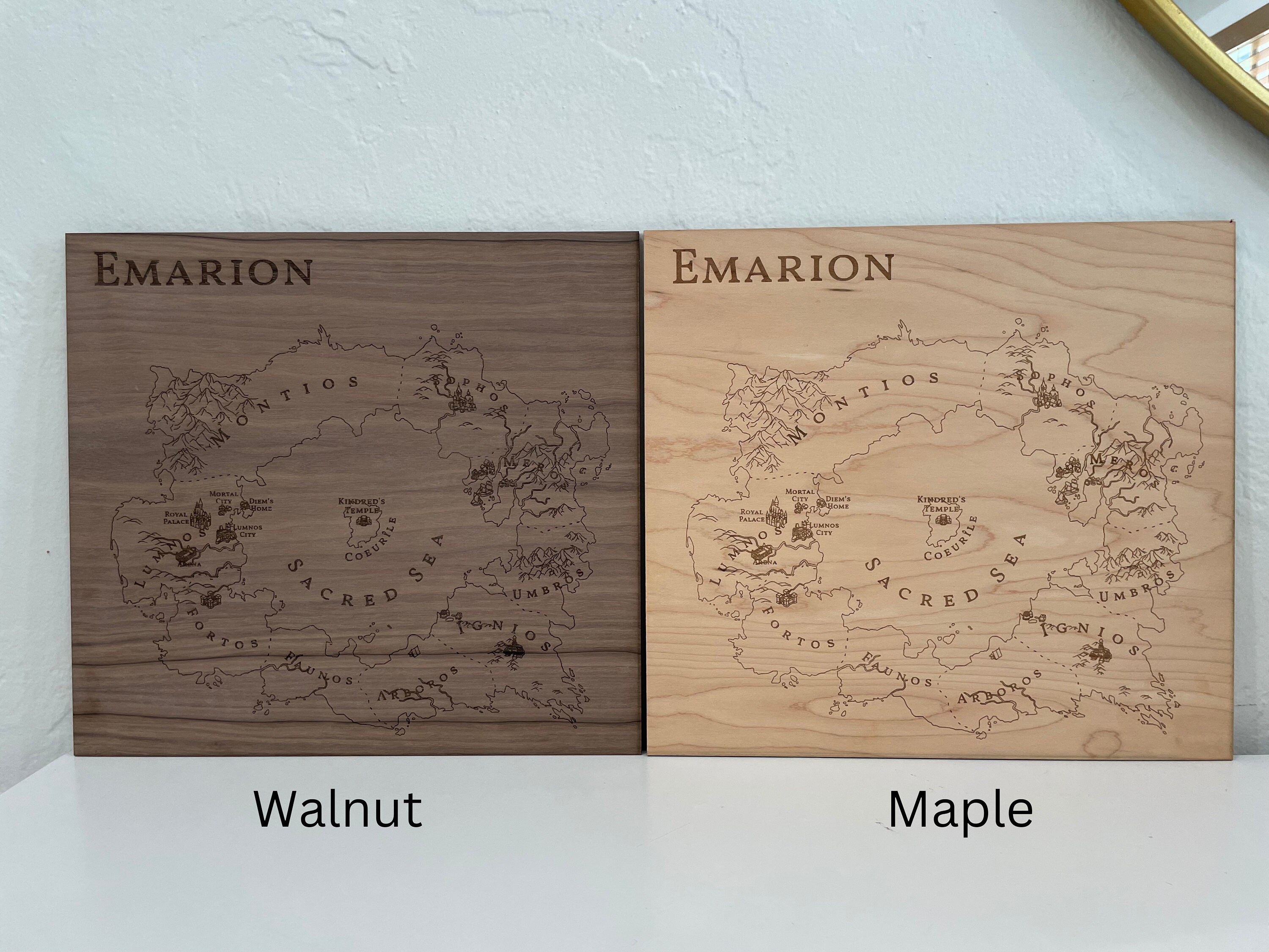Emarion Wooden Laser Engraved Map, the Kindred's Curse Saga by Penn ...