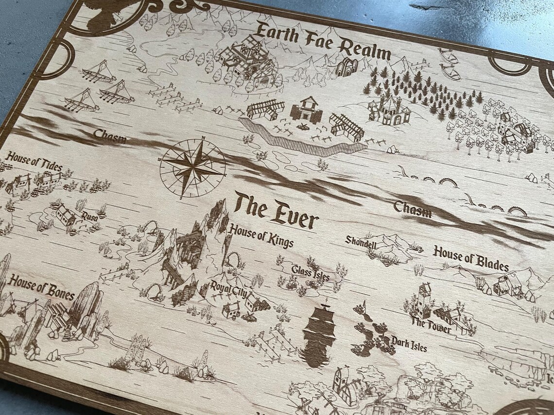 The Ever Kingdom Wooden Laser Engraved Map, the Ever Seas Series ...
