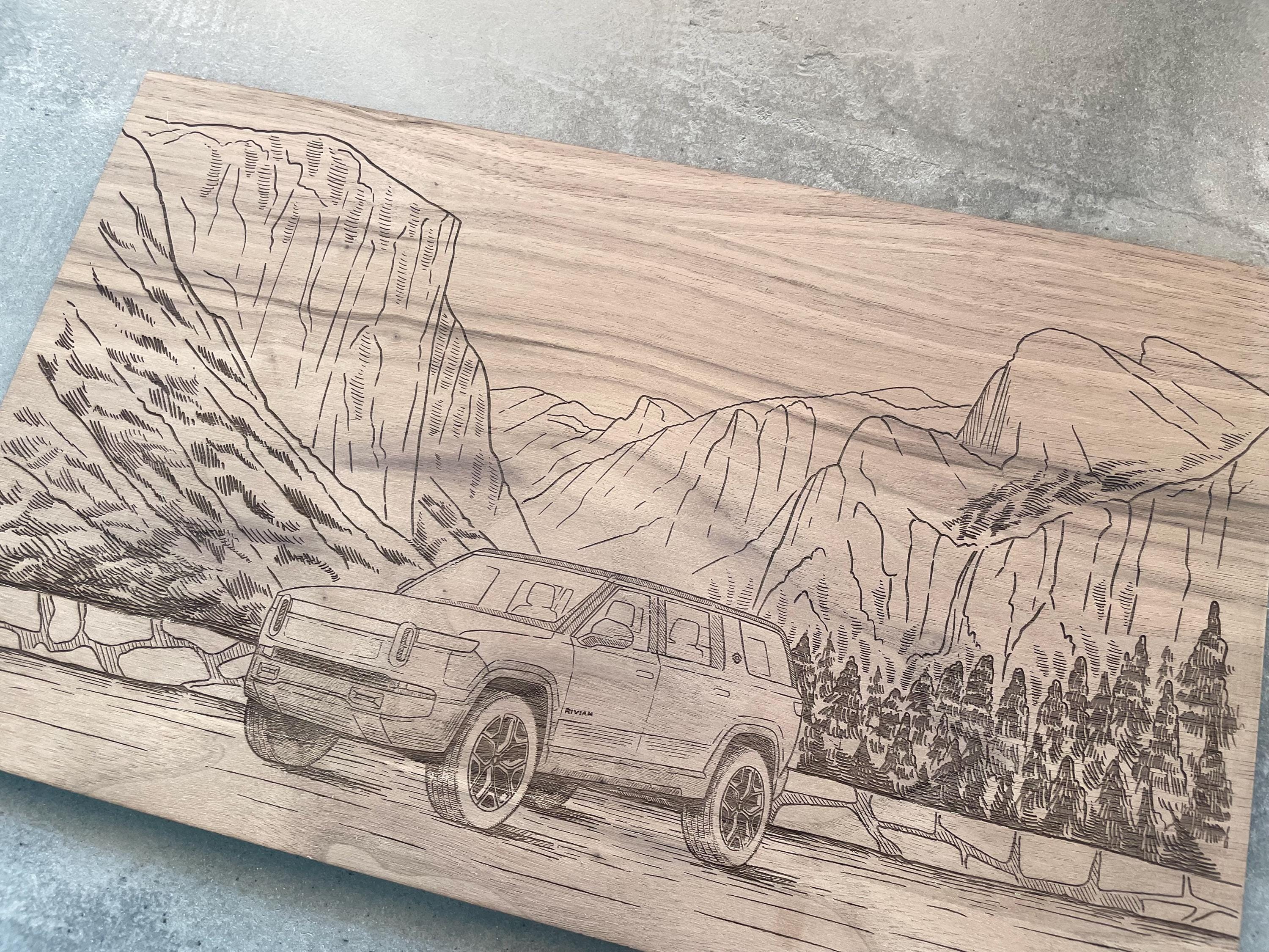 Rivian R1S Laser Engraved Yosemite National Park Landscape Wood Decor ...