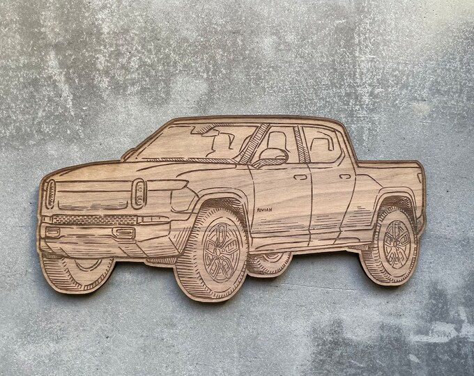 Rivian R1T Laser Engraved Wood Cutout, Electric Truck Art, Decor - Etsy