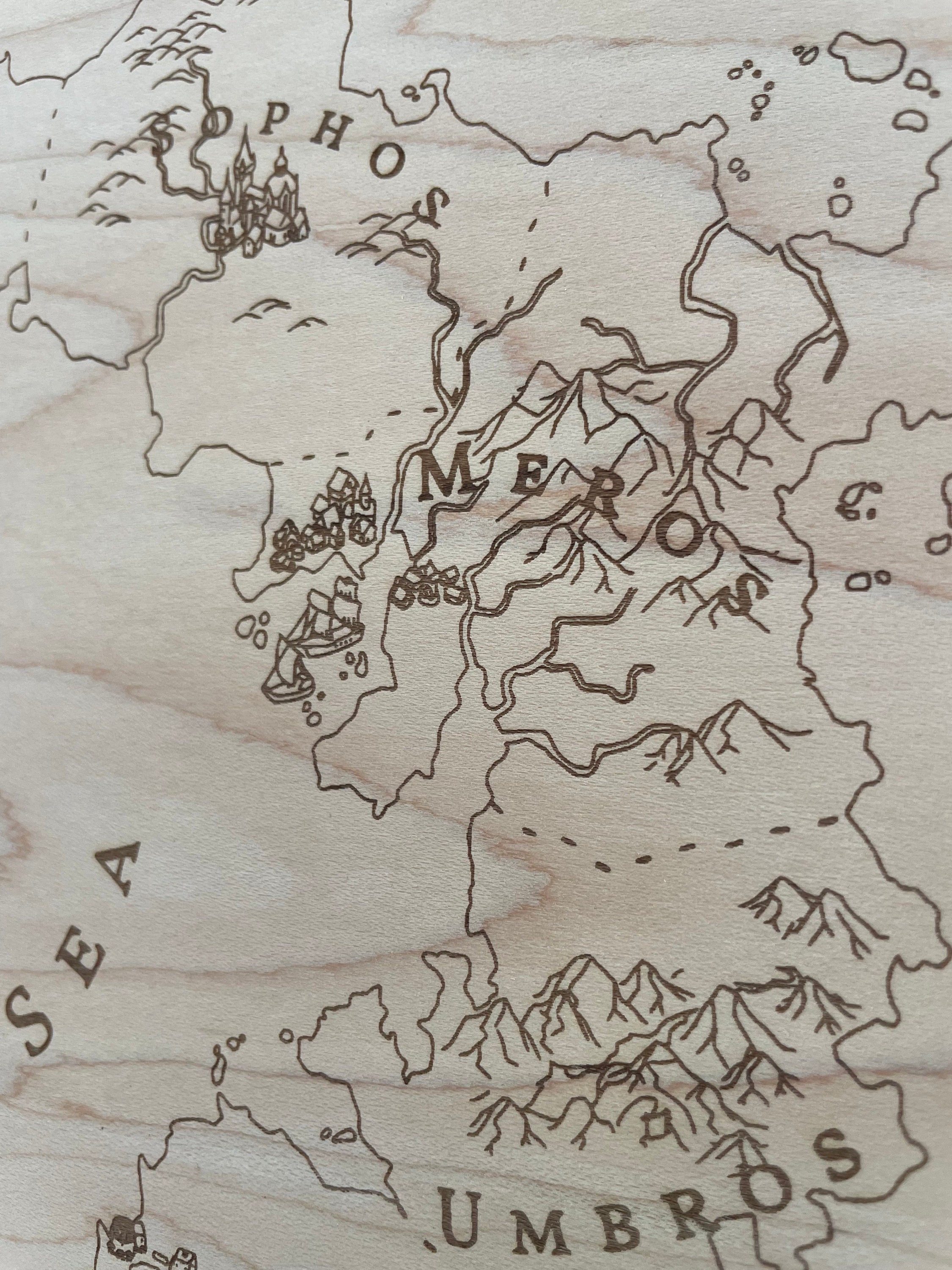 Emarion Wooden Laser Engraved Map, the Kindred's Curse Saga by Penn ...