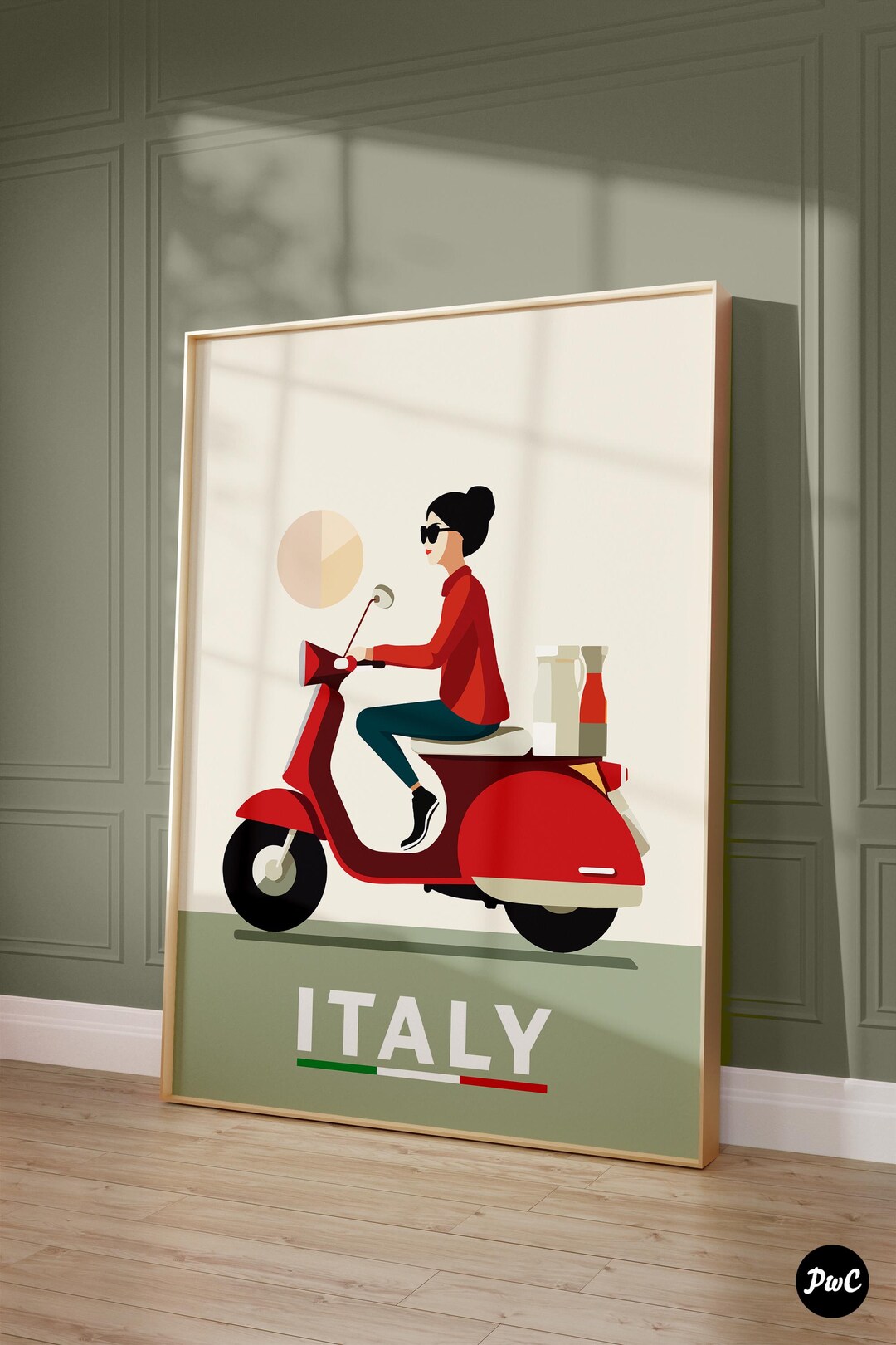 Italy Travel Print, Italia Moped Poster Trendy Printable Wall Art ...