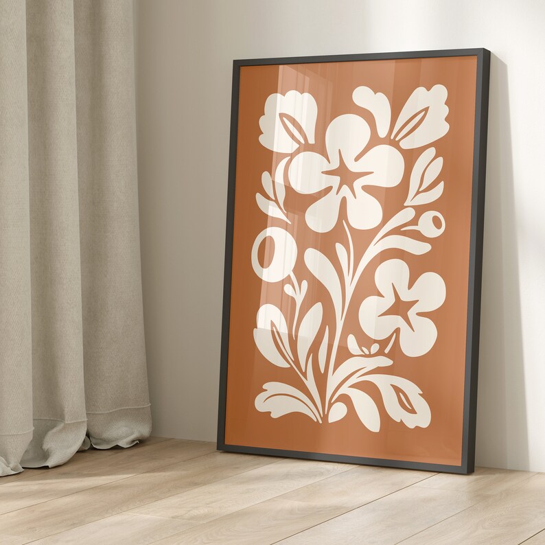 Abstract Botanical, Terracotta Prints, Burnt Orange Print, Printable ...