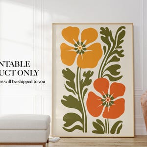 Funky Flower Print Set Trendy Groovy Flowers, Botanical Retro Art, Fun ...