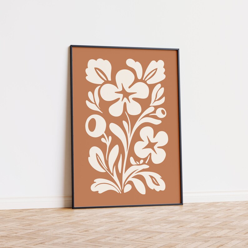Abstract Botanical, Terracotta Prints, Burnt Orange Print, Printable ...