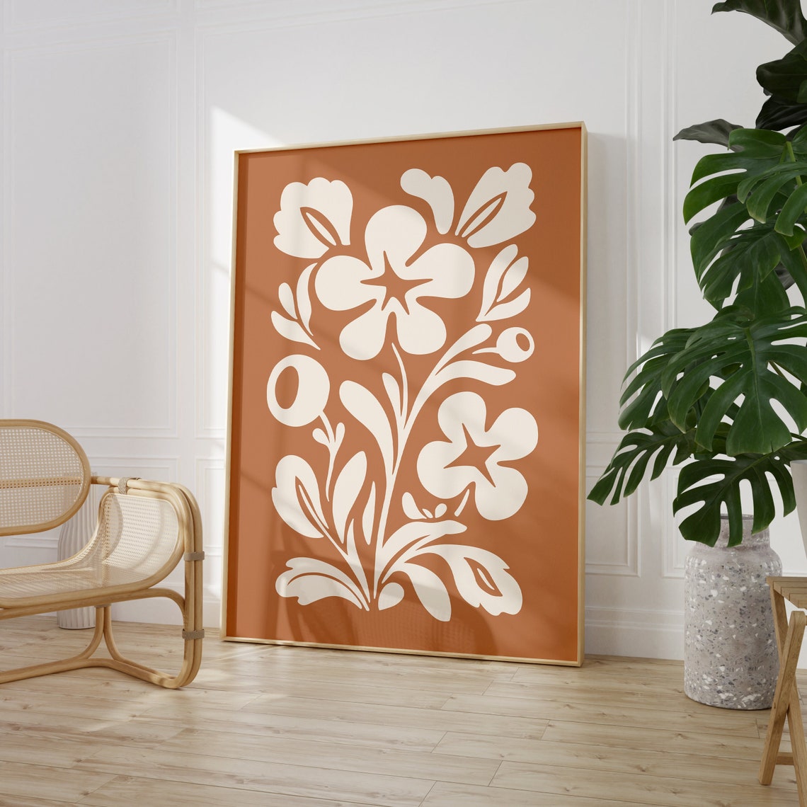 Abstract Botanical, Terracotta Prints, Burnt Orange Print, Printable ...