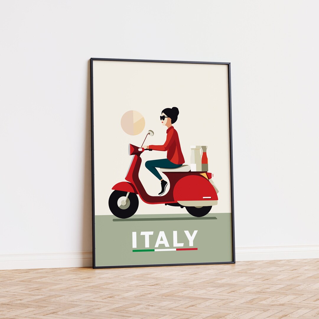 Italy Travel Print, Italia Moped Poster Trendy Printable Wall Art ...