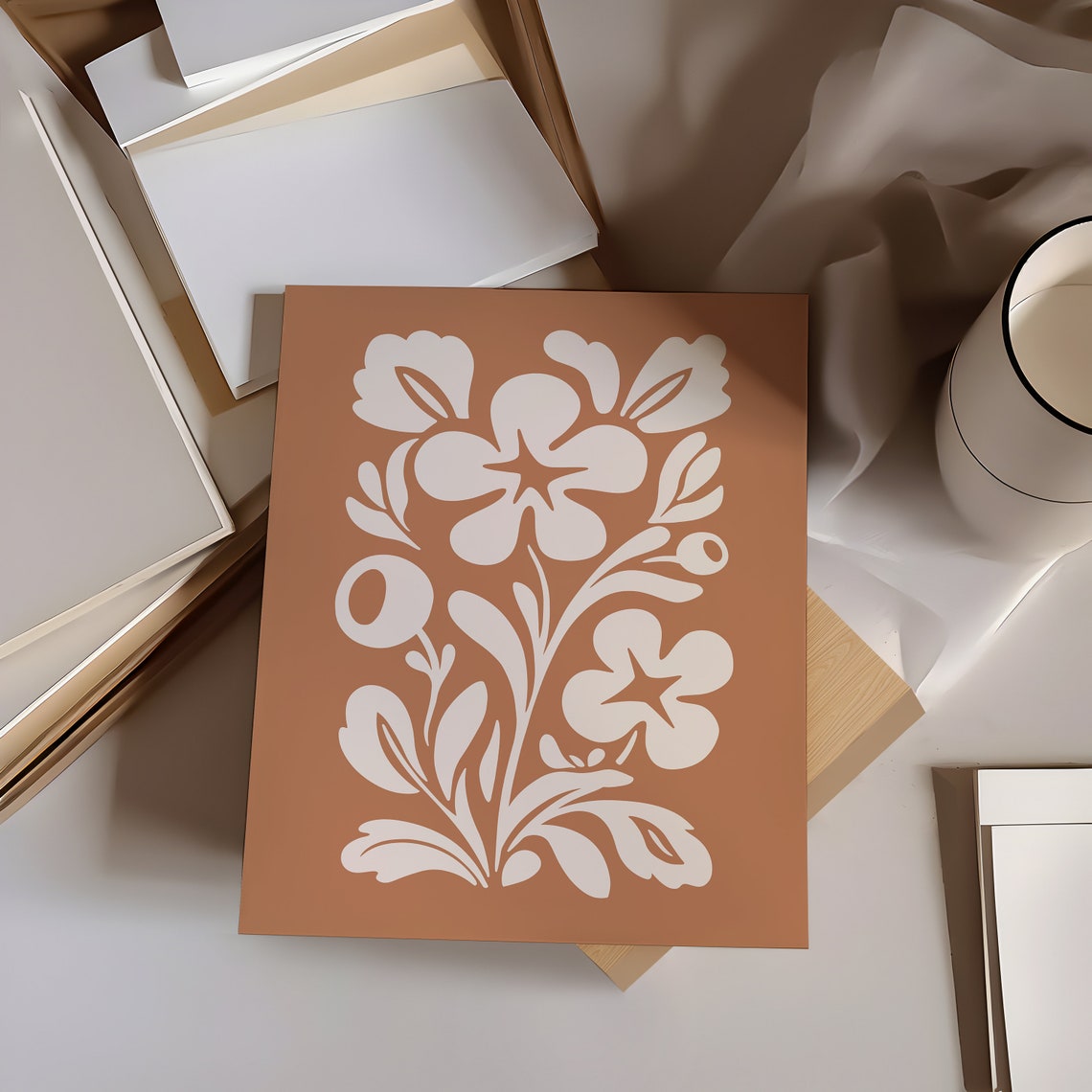 Abstract Botanical, Terracotta Prints, Burnt Orange Print, Printable ...