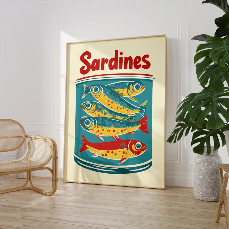 Sardines Print, Sardine Vintage Poster, Sardines Wall Art, Digital Wall ...