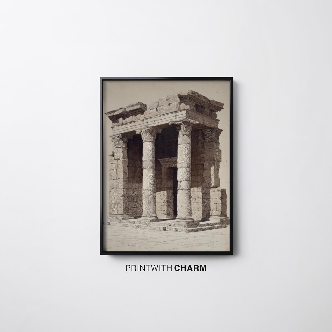 Roman Columns Sketch, Ruins Print, Classical Column Drawing, Dark ...