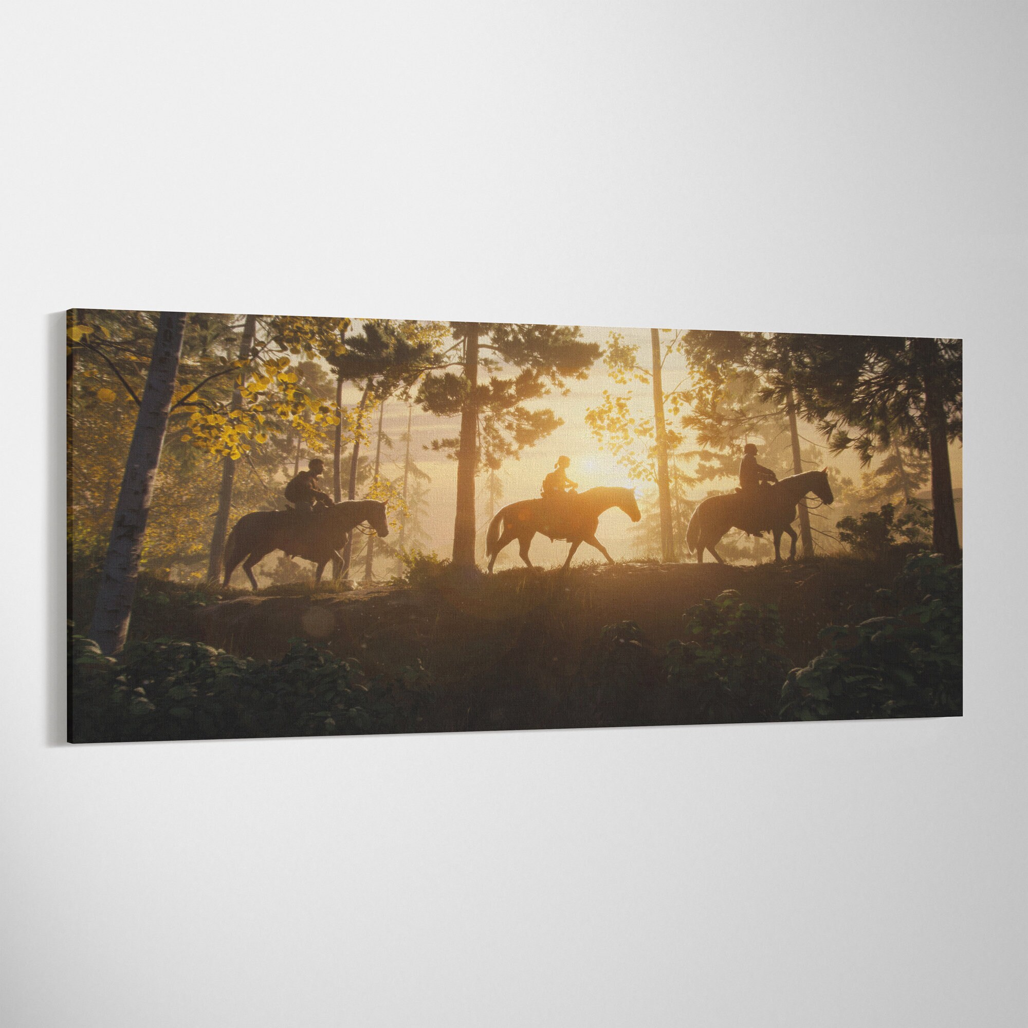 Last of Us Part 2, Ellie and Joel Riding Horses Canvas Wall Art Decor ...