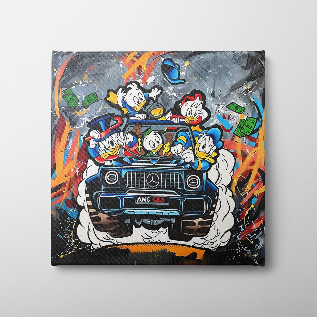 Mcduck Family in Mercedes G Class Pop Art Canvas, Banksy Art, Scrooge ...
