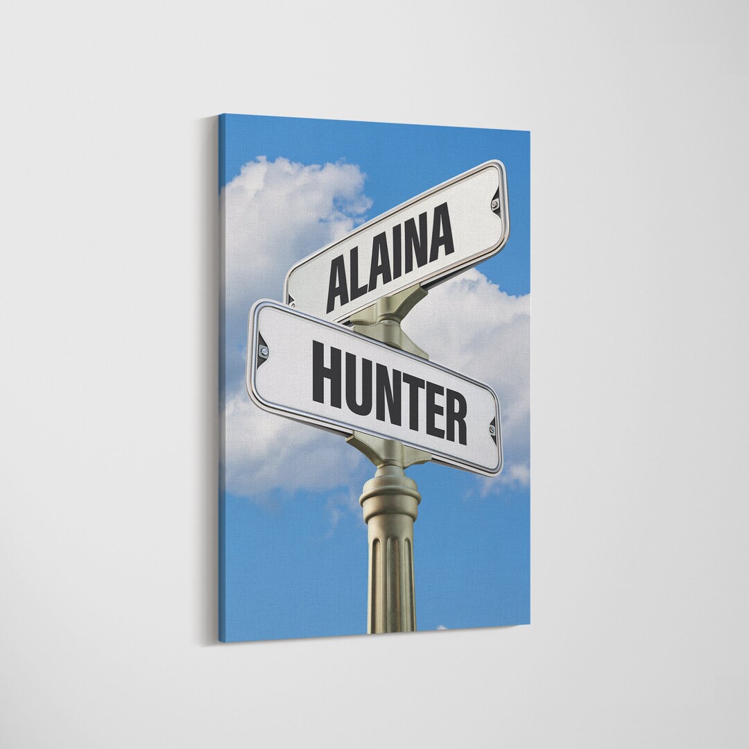 Personalized Name Vintage Street Sign Canvas Wall Art, Custom Name ...