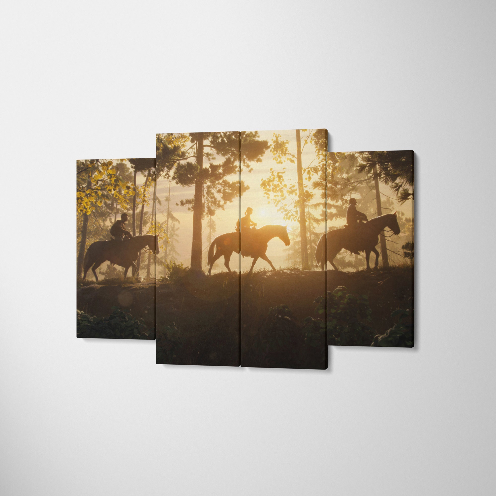 Last of Us Part 2, Ellie and Joel Riding Horses Canvas Wall Art Decor ...