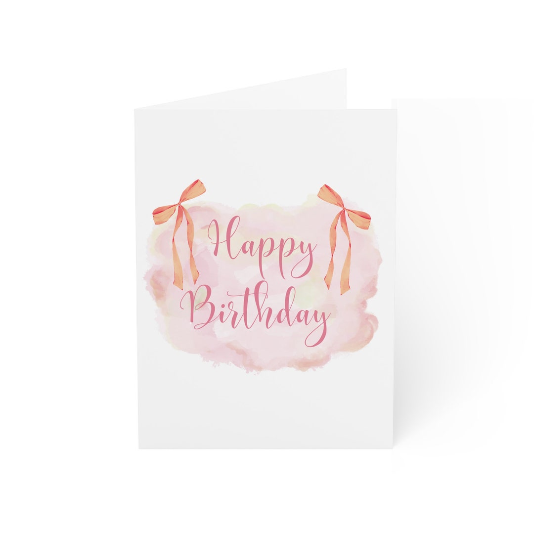 Coquette Happy Birthday Card, Bow Birthday Card, Coquette Card, Card ...
