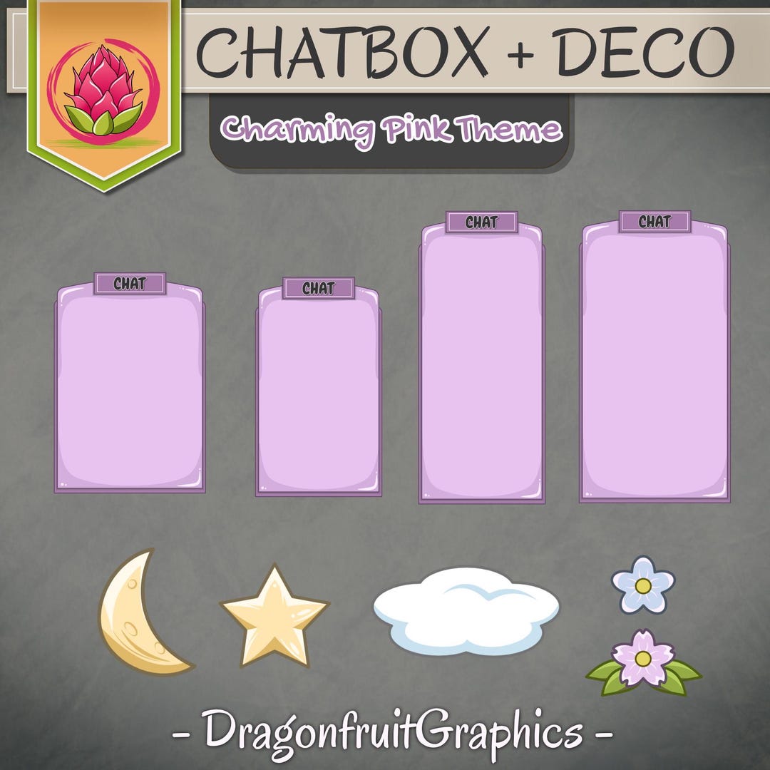 Pink Chat Boxes and Cute Stream Decorations | Twitch Overlay and Custom ...