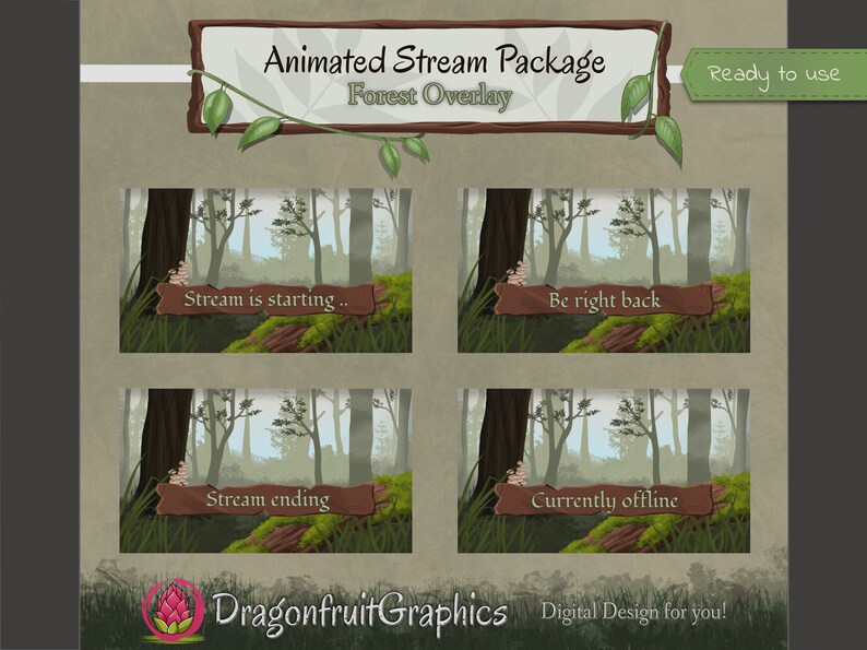 Forest Twitch Overlay Animated Stream Package Twitch Gaming Twitch ...