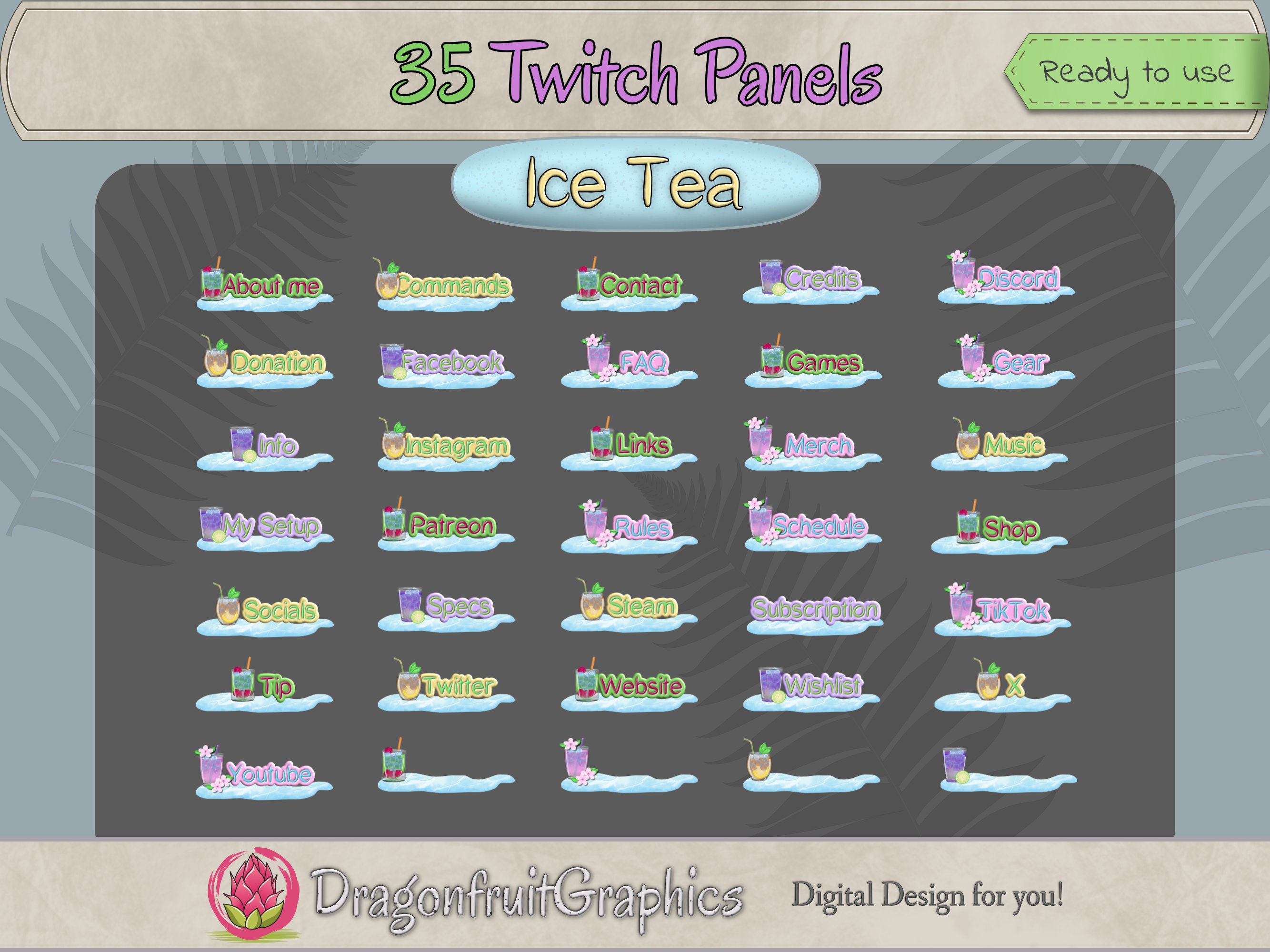 35x Twitch Icetea Panels Vtuber Panels Gaming Panels Gaming Twitch ...