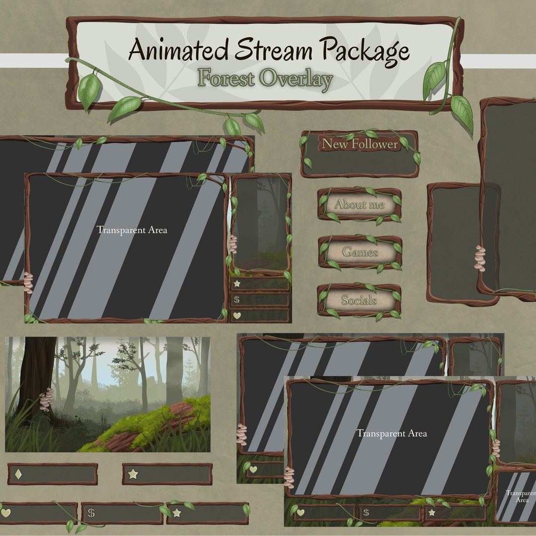 Forest Twitch Overlay Animated Stream Package Twitch Gaming Twitch ...
