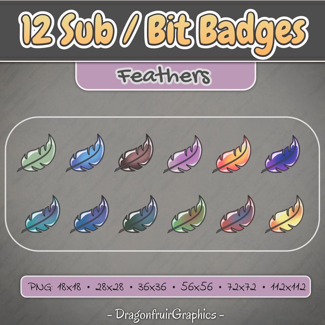 Twitch Badges Feathers - Sub & Bit Badges | Cute and Colorful Chat ...