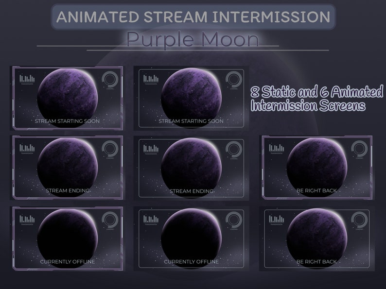 Animated Purple Moon Intermission Screen | Scifi Twitch Overlay ...
