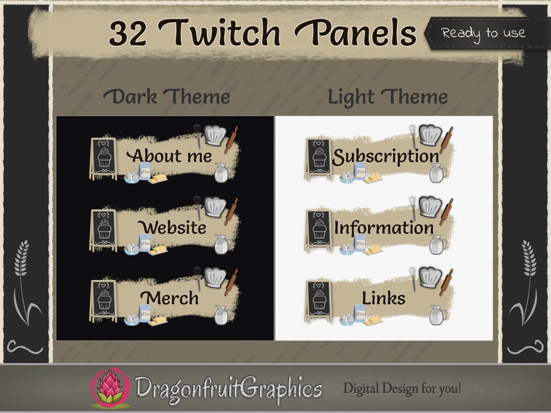 32x Bakery Twitch Panels Vtuber Panels Stream Graphics Gaming Panels ...