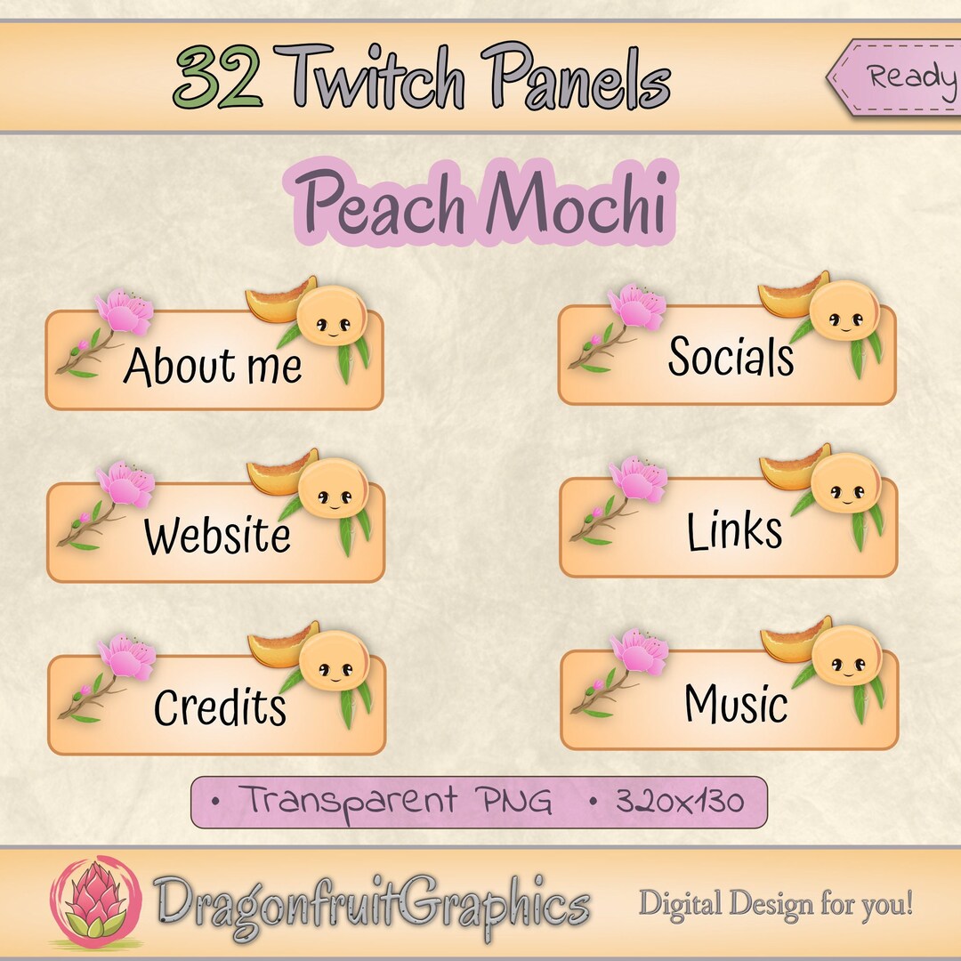 32x Twitch Peach Mochi Panels Vtuber Panels Gaming Panels Streaming ...