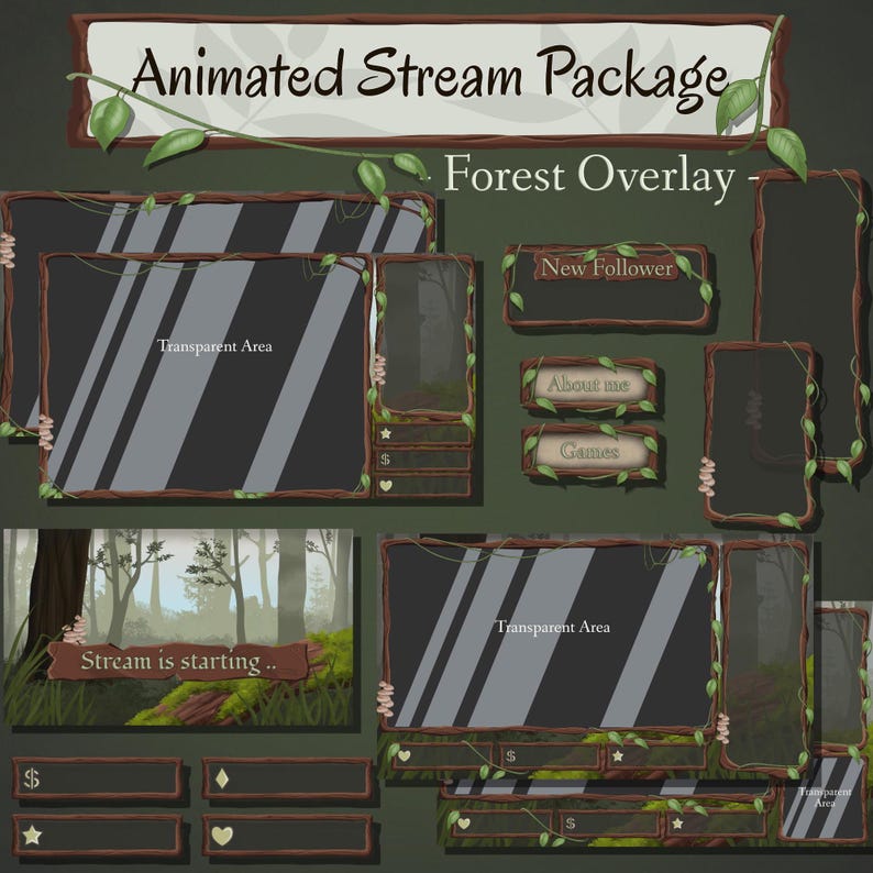 Forest Twitch Overlay | Animated Stream Package | Twitch Gaming Overlay ...
