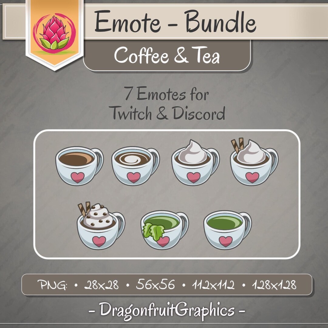 Coffee & Tea Emote Bundle | Cute Twitch and Discord Emotes, Custom Chat ...