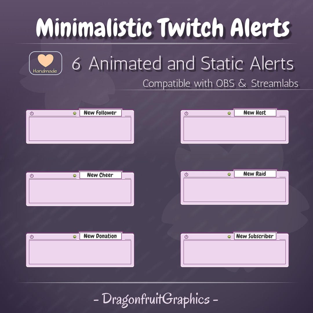 Animated Pink Twitch Alerts | Custom Minimalist Stream Alerts for ...
