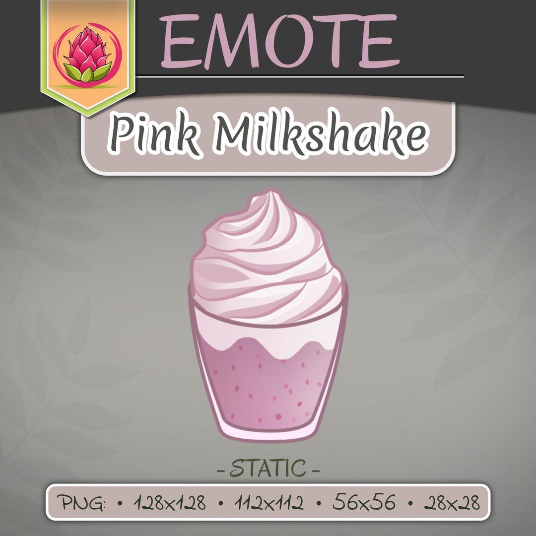 Pink Milkshake Twitch Emote | Cute Drink Chat Emote, Discord Emote ...