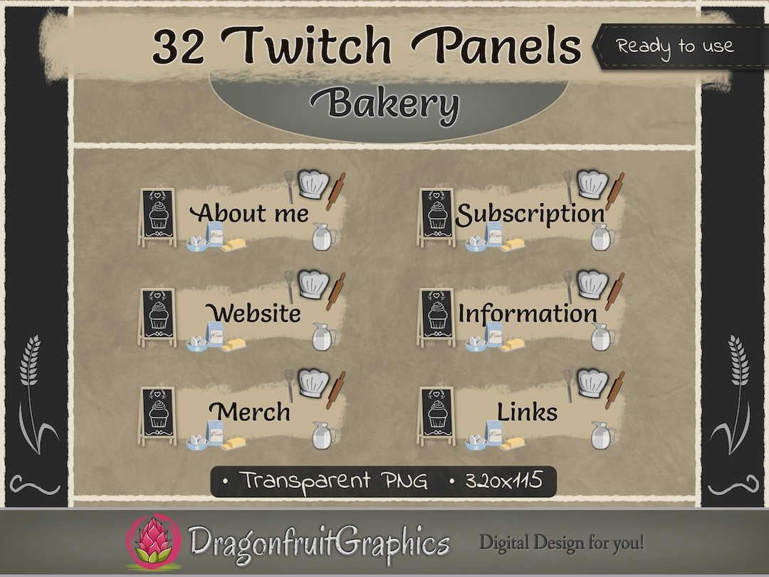 32x Bakery Twitch Panels Vtuber Panels Stream Graphics Gaming Panels ...