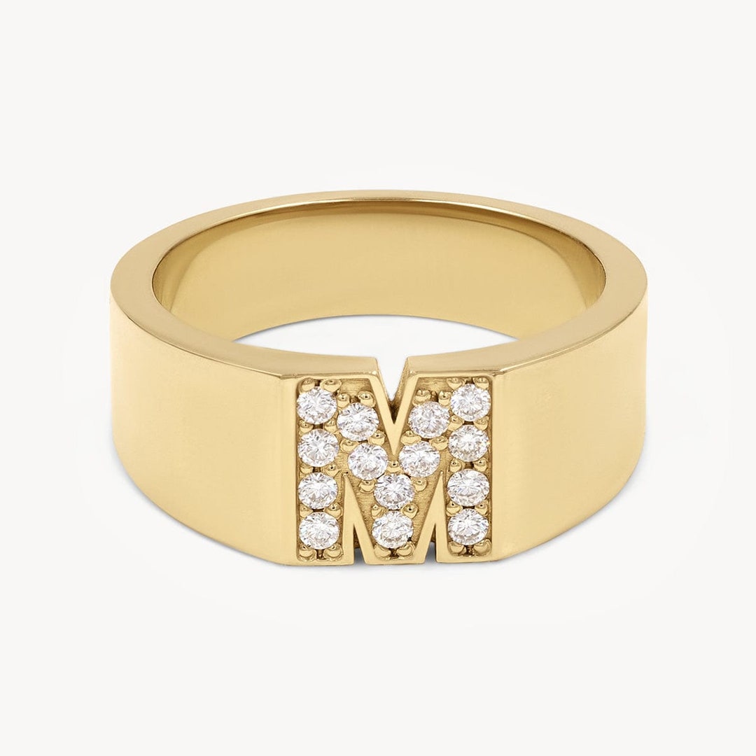 Pave Letter M Ring - Etsy